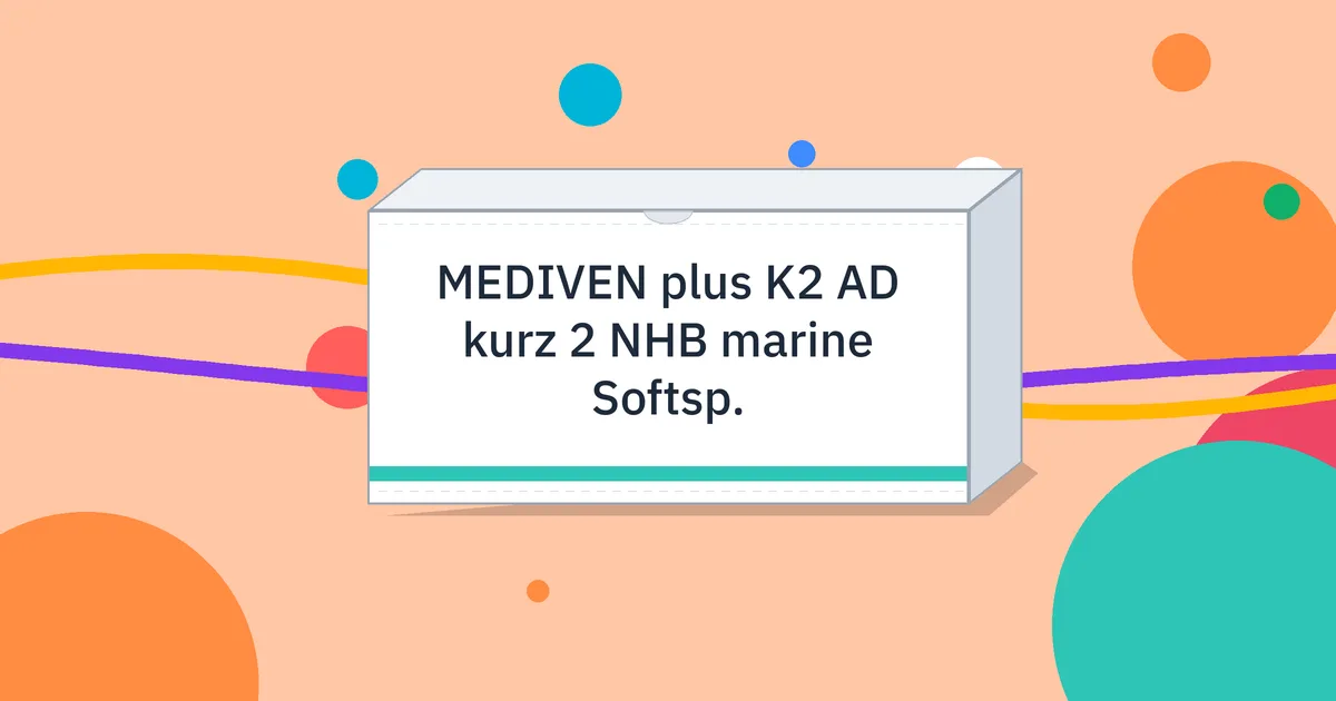 Symbolbild: Packung mit der Aufschrift MEDIVEN plus K2 AD kurz 2 NHB marine Softsp. (PZN 15925896) – Verfügbarkeit und Bezug in Apotheken in Frankfurt am Main