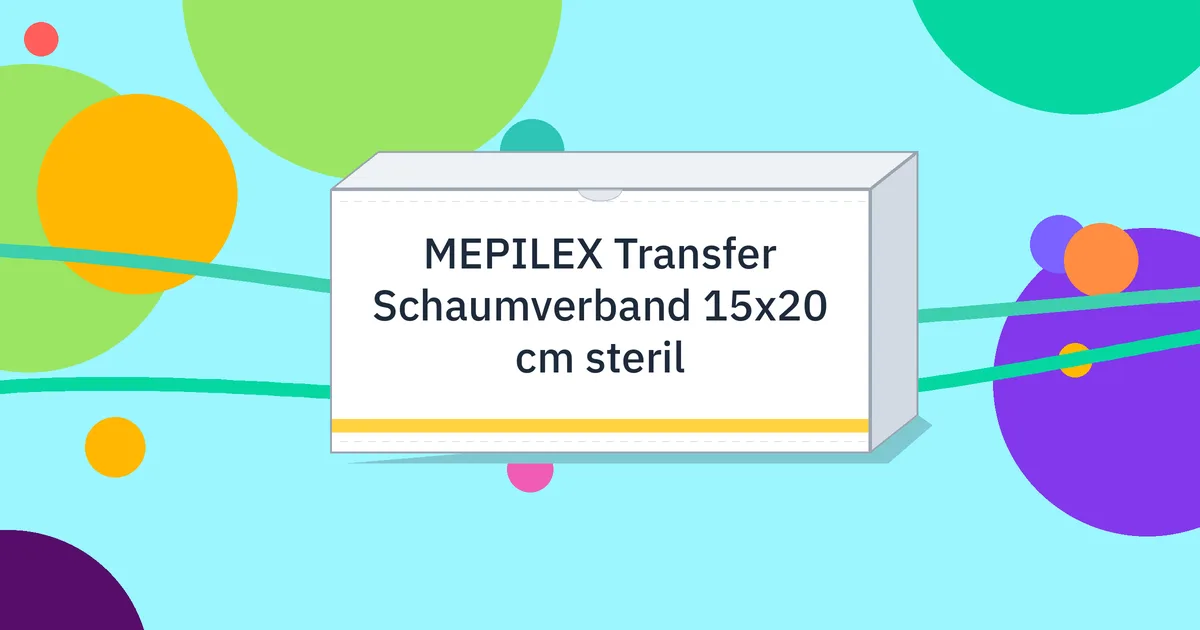 Symbolbild: Packung mit der Aufschrift MEPILEX Transfer Schaumverband 15x20 cm steril (PZN 17430874) – Verfügbarkeit und Bezug in Apotheken in Frankfurt am Main