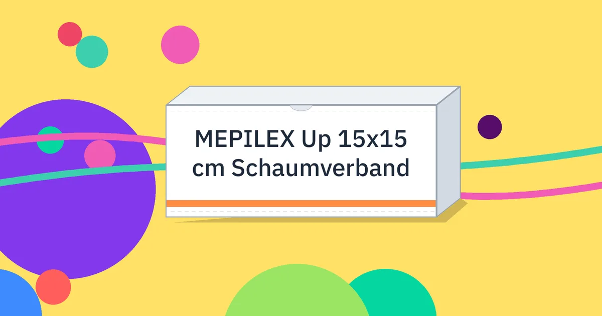 Symbolbild: Packung mit der Aufschrift MEPILEX Up 15x15 cm Schaumverband (PZN 19808816) – Verfügbarkeit und Bezug in Apotheken in Frankfurt am Main