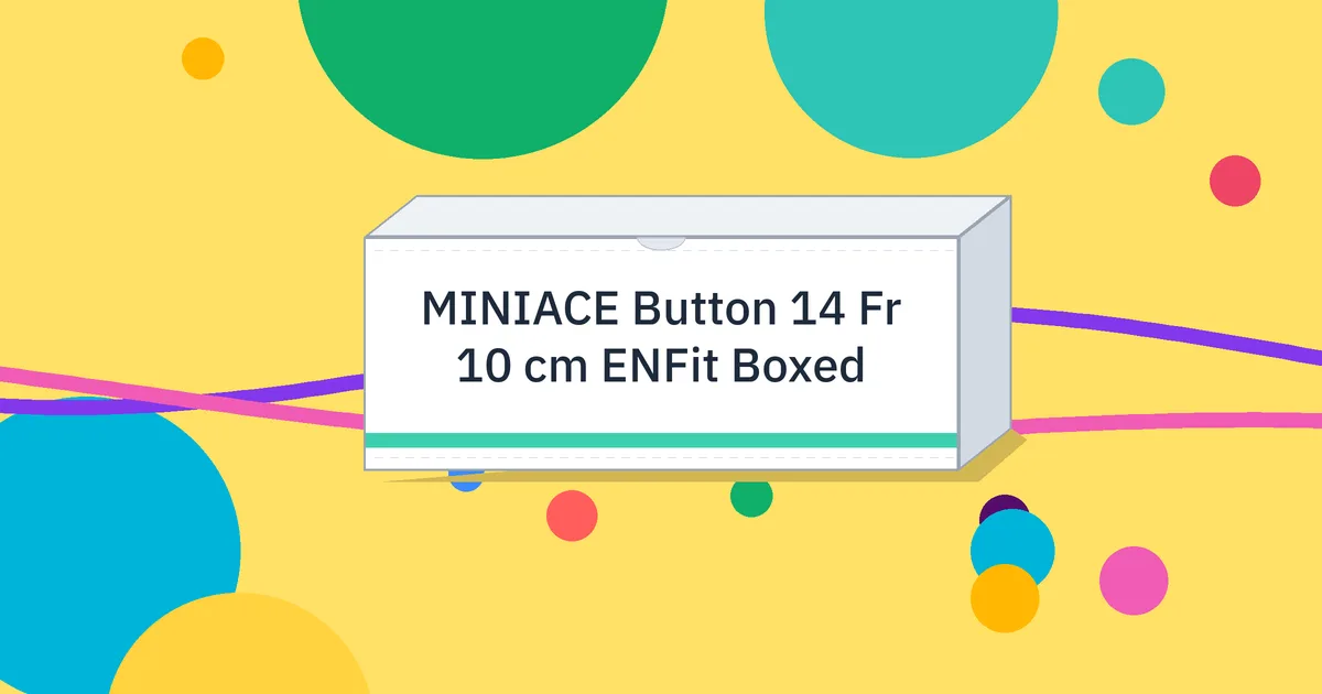 Symbolbild: Packung mit der Aufschrift MINIACE Button 14 Fr 10 cm ENFit Boxed (PZN 16954368) – Verfügbarkeit und Bezug in Apotheken in Frankfurt am Main