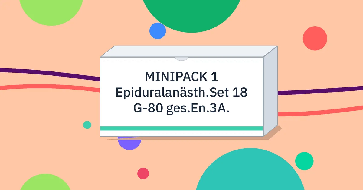 Symbolbild: Packung mit der Aufschrift MINIPACK 1 Epiduralanästh.Set 18 G-80 ges.En.3A. (PZN 02396249) – Verfügbarkeit und Bezug in Apotheken in Frankfurt am Main