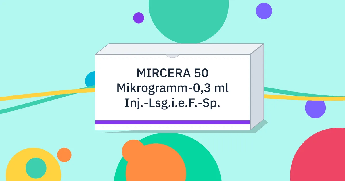 Symbolbild: Packung mit der Aufschrift MIRCERA 50 Mikrogramm-0,3 ml Inj.-Lsg.i.e.F.-Sp. (PZN 09537316) – Verfügbarkeit und Bezug in Apotheken in Frankfurt am Main