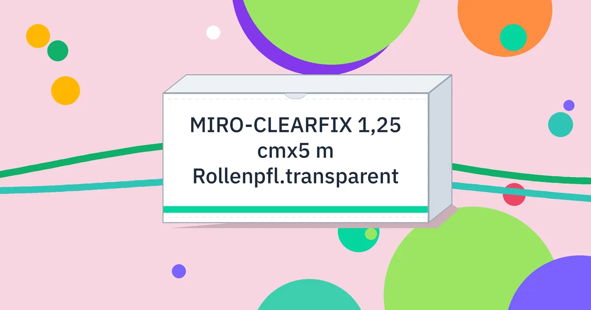 Symbolbild: Packung mit der Aufschrift MIRO-CLEARFIX 1,25 cmx5 m Rollenpfl.transparent (PZN 17962743) – Verfügbarkeit und Bezug in Apotheken in Frankfurt am Main