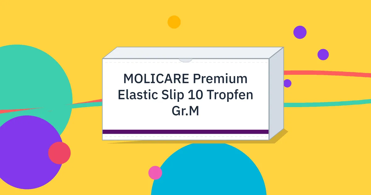 Symbolbild: Packung mit der Aufschrift MOLICARE Premium Elastic Slip 10 Tropfen Gr.M (PZN 14327182) – Verfügbarkeit und Bezug in Apotheken in Frankfurt am Main
