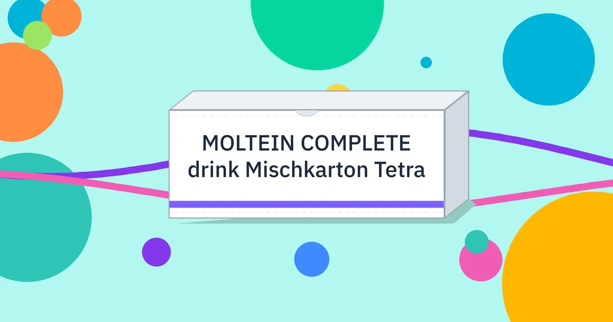 Symbolbild: Packung mit der Aufschrift MOLTEIN COMPLETE drink Mischkarton Tetra (PZN 20056646) – Verfügbarkeit und Bezug in Apotheken in Frankfurt am Main