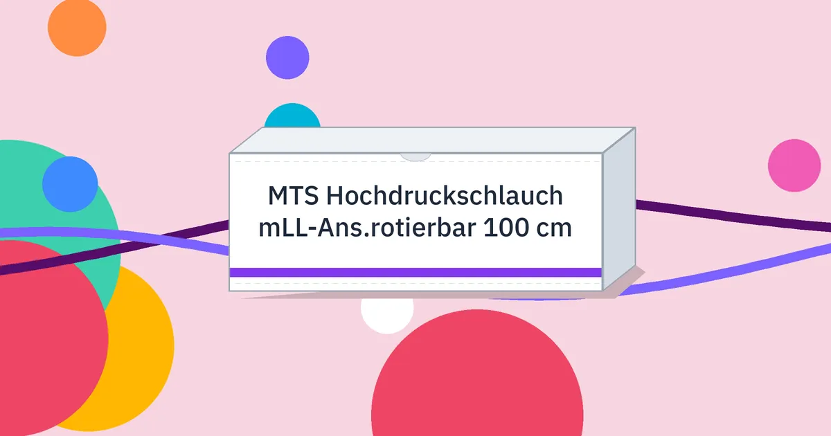 Symbolbild: Packung mit der Aufschrift MTS Hochdruckschlauch mLL-Ans.rotierbar 100 cm (PZN 04505197) – Verfügbarkeit und Bezug in Apotheken in Frankfurt am Main
