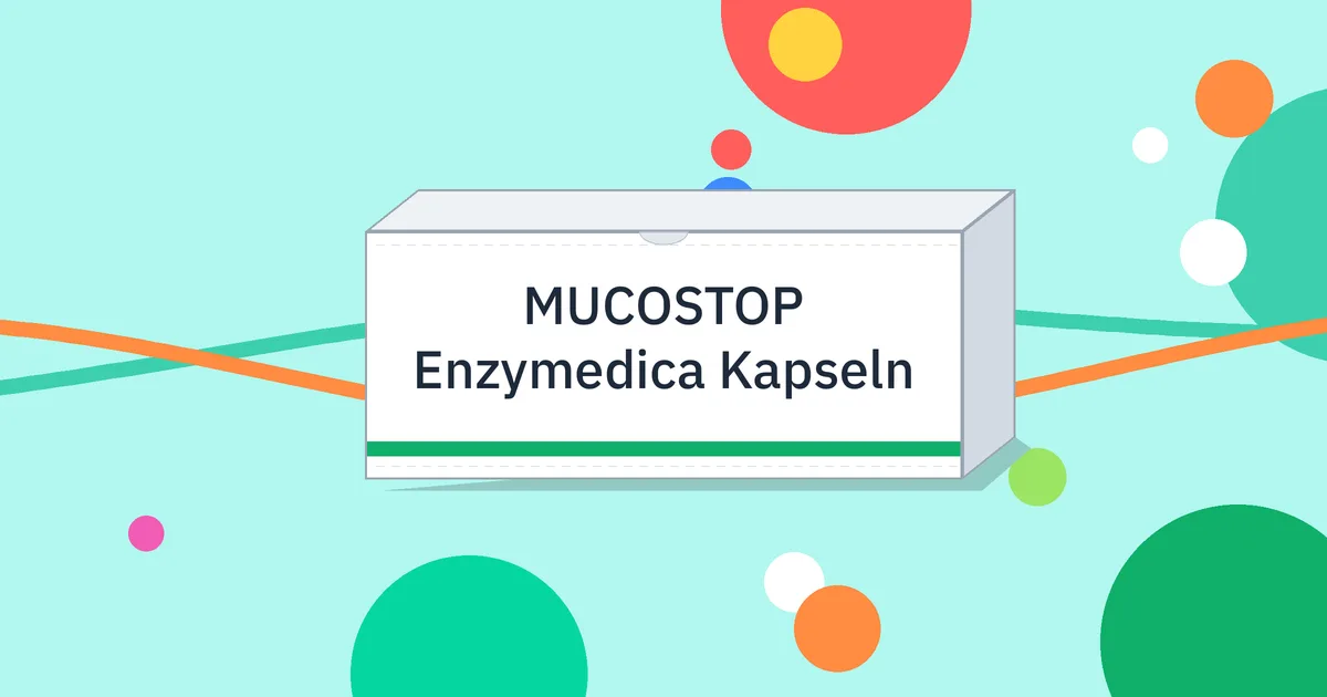 Symbolbild: Packung mit der Aufschrift MUCOSTOP Enzymedica Kapseln (PZN 16941130) – Verfügbarkeit und Bezug in Apotheken in Frankfurt am Main