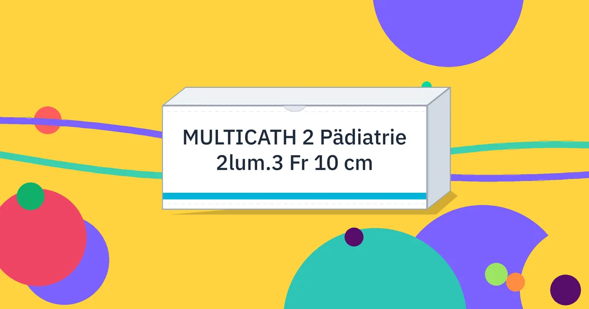 Symbolbild: Packung mit der Aufschrift MULTICATH 2 Pädiatrie 2lum.3 Fr 10 cm (PZN 09380576) – Verfügbarkeit und Bezug in Apotheken in Frankfurt am Main