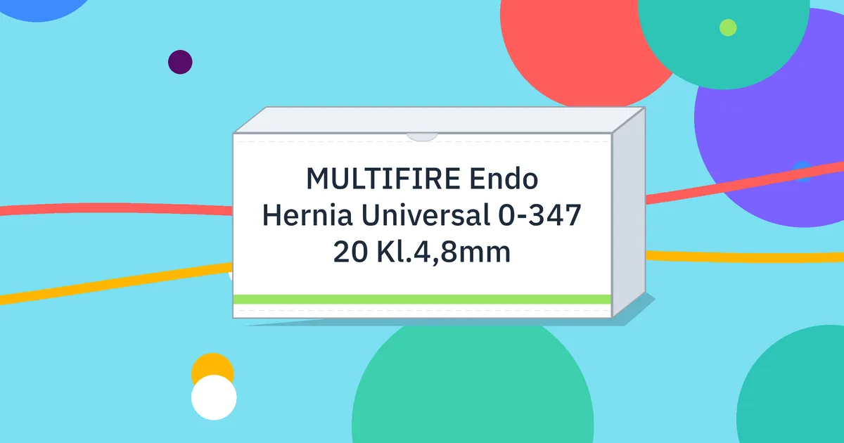 Symbolbild: Packung mit der Aufschrift MULTIFIRE Endo Hernia Universal 0-347 20 Kl.4,8mm (PZN 18258029) – Verfügbarkeit und Bezug in Apotheken in Frankfurt am Main