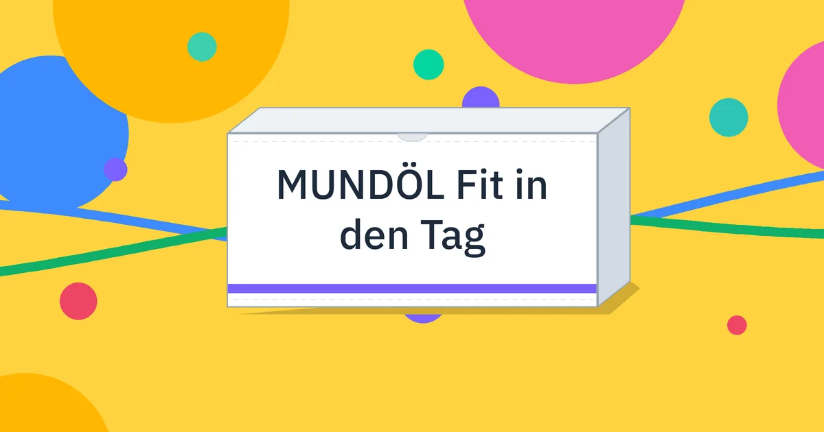 Symbolbild: Packung mit der Aufschrift MUNDÖL Fit in den Tag (PZN 16899712) – Verfügbarkeit und Bezug in Apotheken in Frankfurt am Main