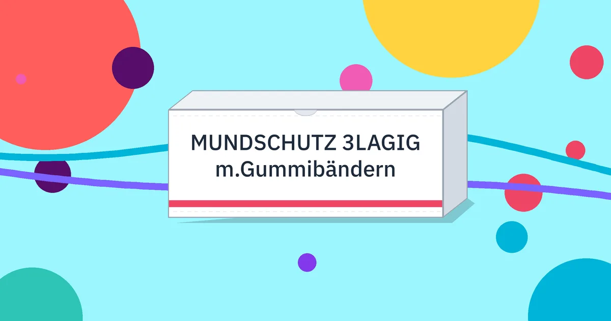 Symbolbild: Packung mit der Aufschrift MUNDSCHUTZ 3LAGIG m.Gummibändern (PZN 16729387) – Verfügbarkeit und Bezug in Apotheken in Frankfurt am Main