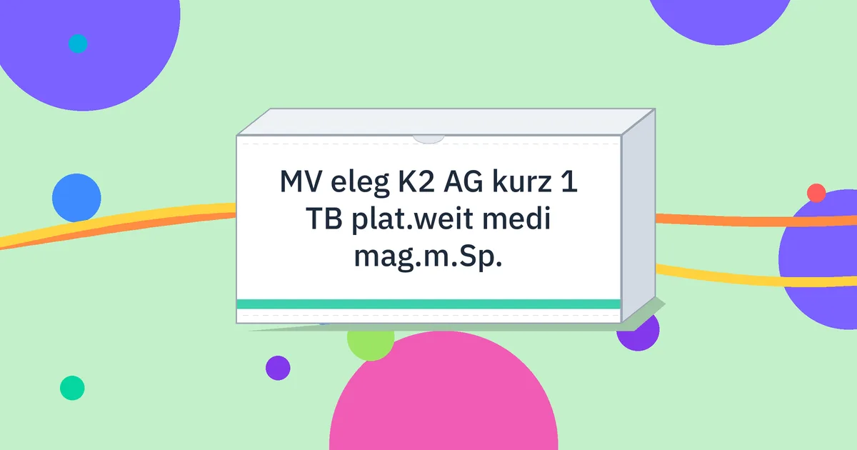 Symbolbild: Packung mit der Aufschrift MV eleg K2 AG kurz 1 TB plat.weit medi mag.m.Sp. (PZN 14635268) – Verfügbarkeit und Bezug in Apotheken in Frankfurt am Main