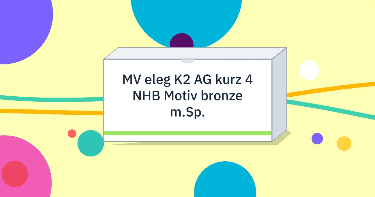 Symbolbild: Packung mit der Aufschrift MV eleg K2 AG kurz 4 NHB Motiv bronze m.Sp. (PZN 15708259) – Verfügbarkeit und Bezug in Apotheken in Frankfurt am Main