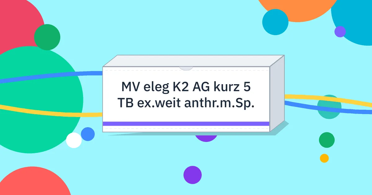 Symbolbild: Packung mit der Aufschrift MV eleg K2 AG kurz 5 TB ex.weit anthr.m.Sp. (PZN 09879784) – Verfügbarkeit und Bezug in Apotheken in Frankfurt am Main