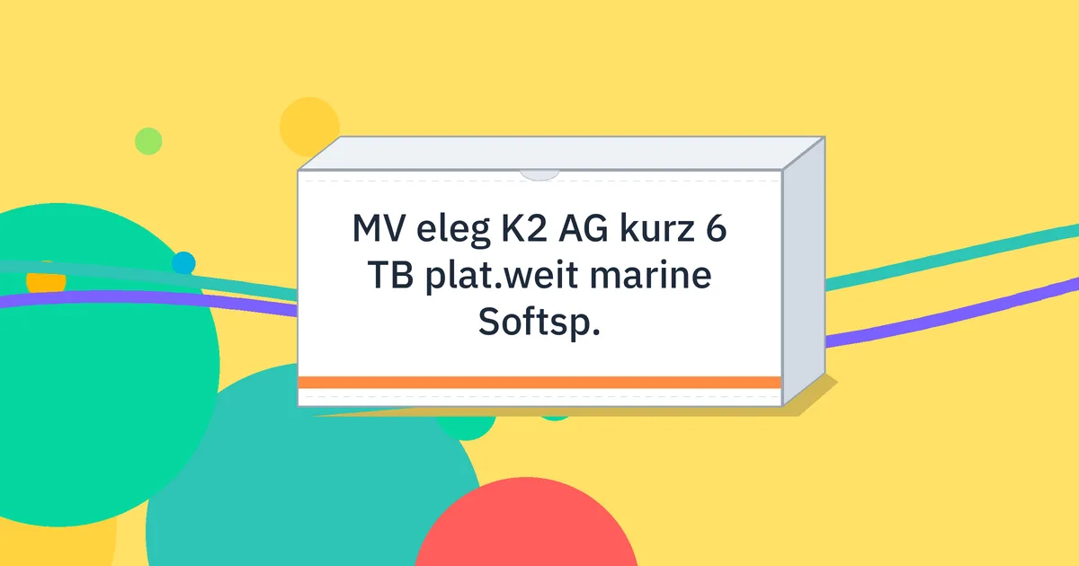 Symbolbild: Packung mit der Aufschrift MV eleg K2 AG kurz 6 TB plat.weit marine Softsp. (PZN 14605669) – Verfügbarkeit und Bezug in Apotheken in Frankfurt am Main