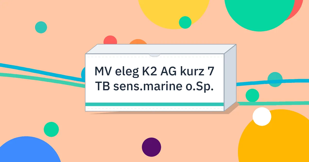 Symbolbild: Packung mit der Aufschrift MV eleg K2 AG kurz 7 TB sens.marine o.Sp. (PZN 14606404) – Verfügbarkeit und Bezug in Apotheken in Frankfurt am Main