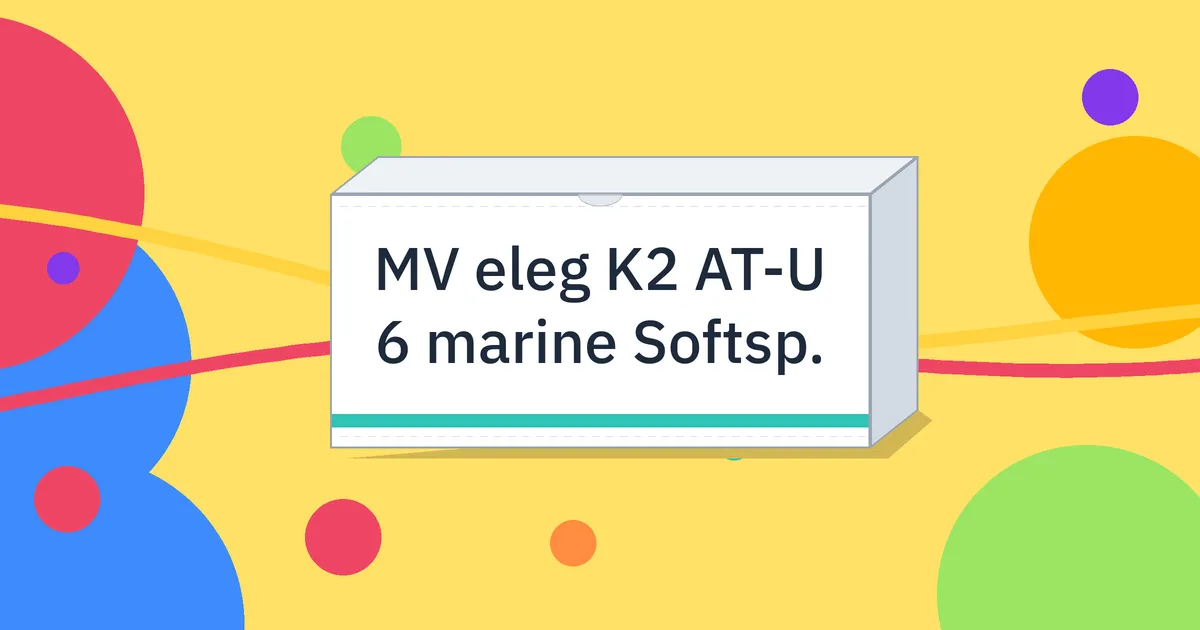 Symbolbild: Packung mit der Aufschrift MV eleg K2 AT-U 6 marine Softsp. (PZN 15290920) – Verfügbarkeit und Bezug in Apotheken in Frankfurt am Main