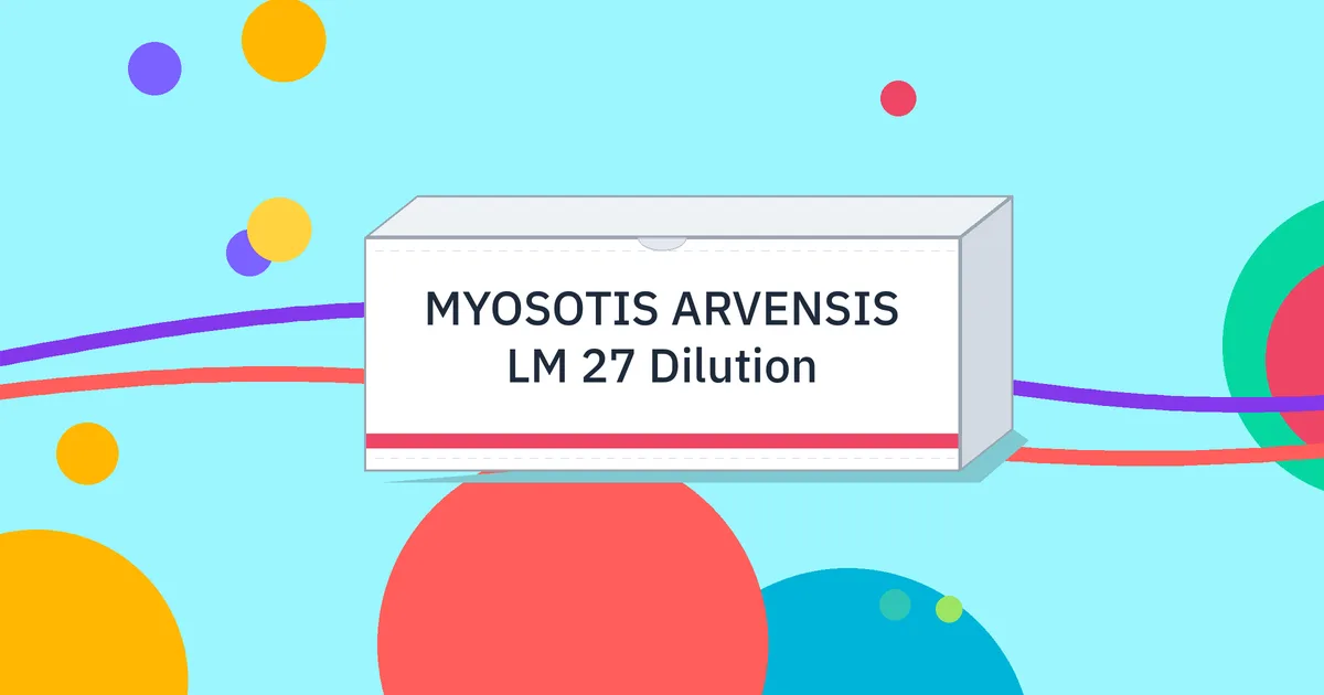 Symbolbild: Packung mit der Aufschrift MYOSOTIS ARVENSIS LM 27 Dilution (PZN 13612302) – Verfügbarkeit und Bezug in Apotheken in Frankfurt am Main