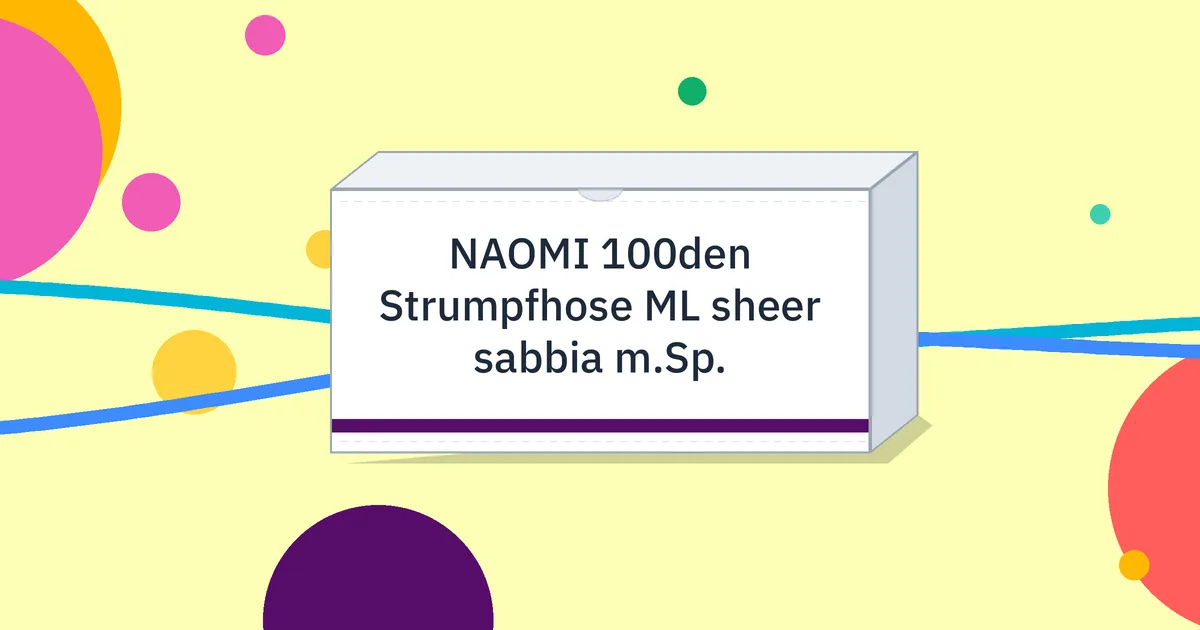 Symbolbild: Packung mit der Aufschrift NAOMI 100den Strumpfhose ML sheer sabbia m.Sp. (PZN 16177019) – Verfügbarkeit und Bezug in Apotheken in Frankfurt am Main