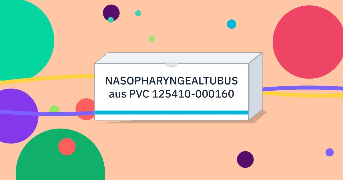 Symbolbild: Packung mit der Aufschrift NASOPHARYNGEALTUBUS aus PVC 125410-000160 (PZN 05031040) – Verfügbarkeit und Bezug in Apotheken in Frankfurt am Main
