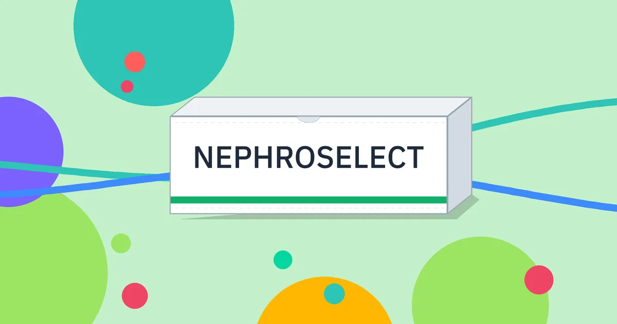 Symbolbild: Packung mit der Aufschrift NEPHROSELECT (PZN 02645480) – Verfügbarkeit und Bezug in Apotheken in Frankfurt am Main