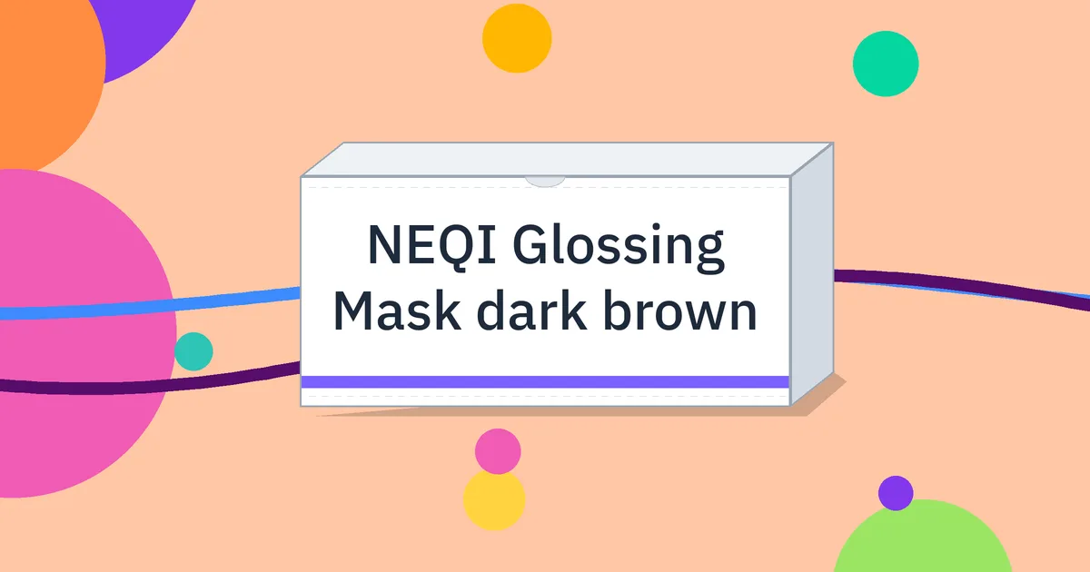 Symbolbild: Packung mit der Aufschrift NEQI Glossing Mask dark brown (PZN 20652236) – Verfügbarkeit und Bezug in Apotheken in Frankfurt am Main