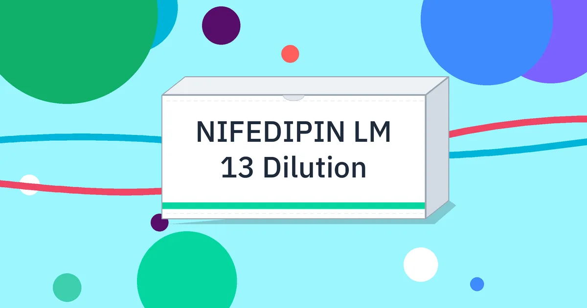 Symbolbild: Packung mit der Aufschrift NIFEDIPIN LM 13 Dilution (PZN 12969551) – Verfügbarkeit und Bezug in Apotheken in Frankfurt am Main