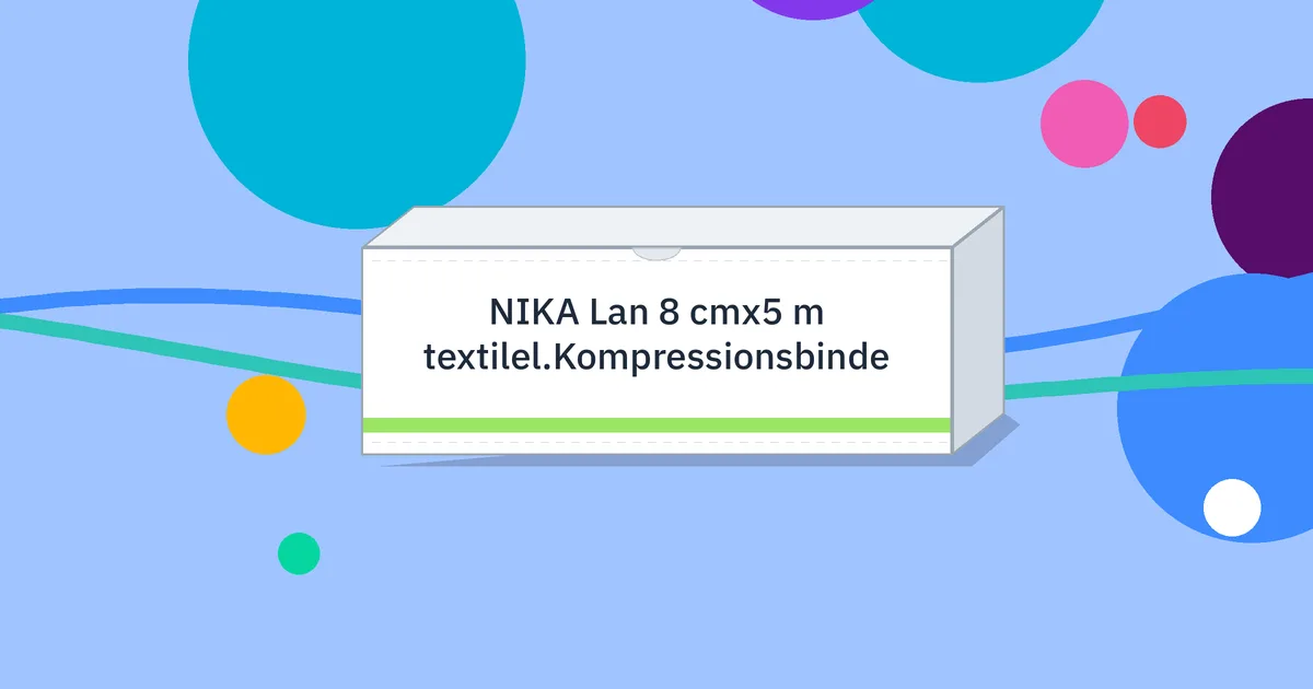 Symbolbild: Packung mit der Aufschrift NIKA Lan 8 cmx5 m textilel.Kompressionsbinde (PZN 18171222) – Verfügbarkeit und Bezug in Apotheken in Frankfurt am Main
