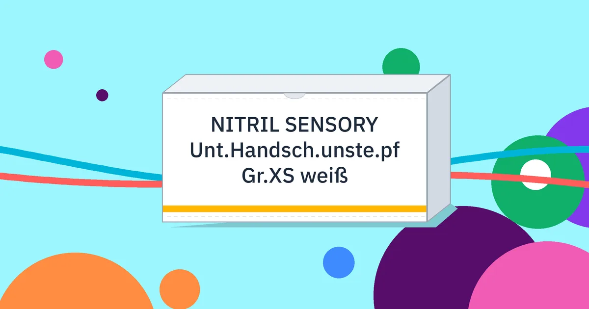 Symbolbild: Packung mit der Aufschrift NITRIL SENSORY Unt.Handsch.unste.pf Gr.XS weiß (PZN 14306783) – Verfügbarkeit und Bezug in Apotheken in Frankfurt am Main