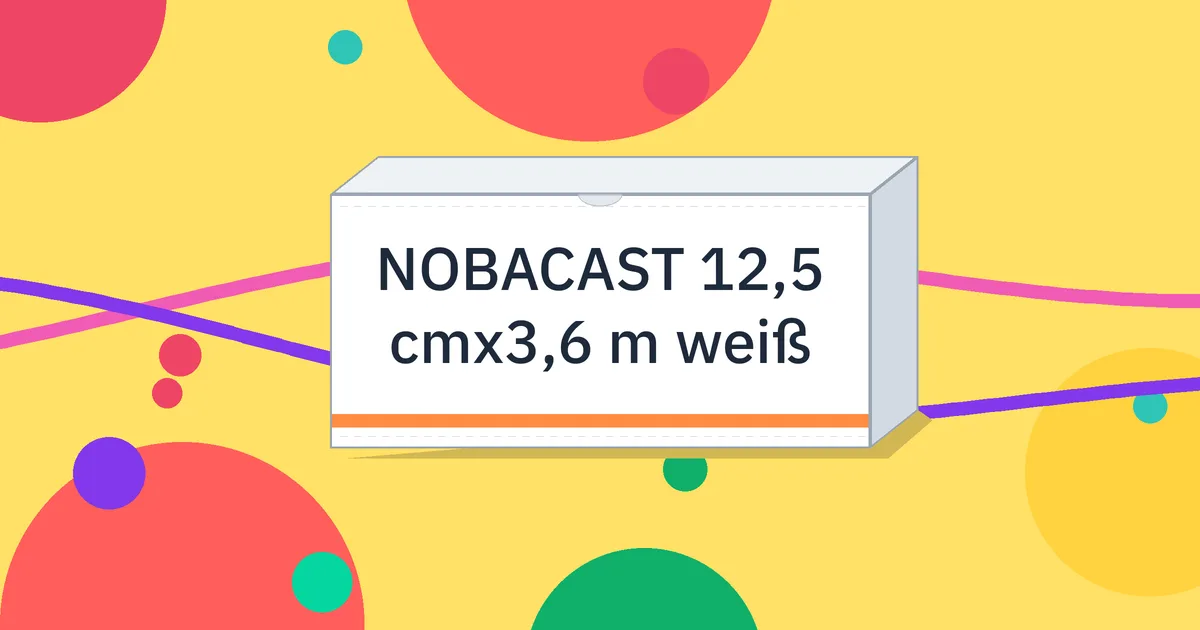 Symbolbild: Packung mit der Aufschrift NOBACAST 12,5 cmx3,6 m weiß (PZN 07385345) – Verfügbarkeit und Bezug in Apotheken in Frankfurt am Main