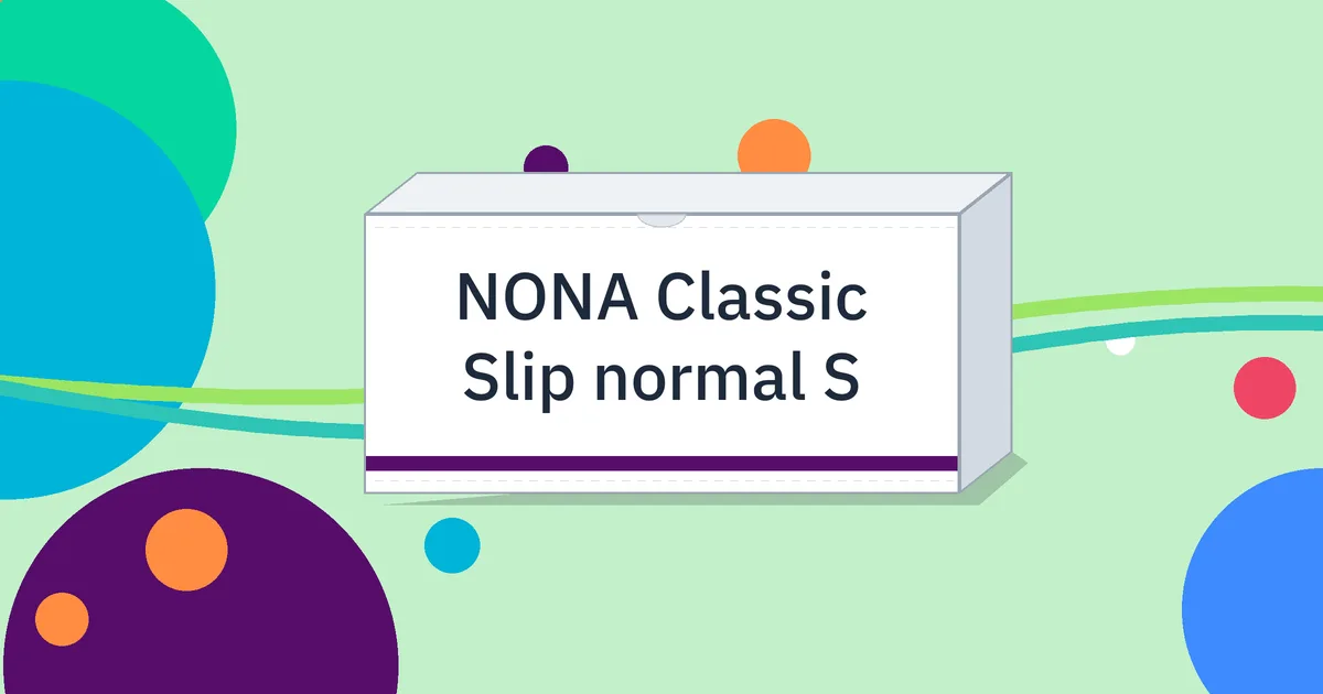 Symbolbild: Packung mit der Aufschrift NONA Classic Slip normal S (PZN 12538153) – Verfügbarkeit und Bezug in Apotheken in Frankfurt am Main