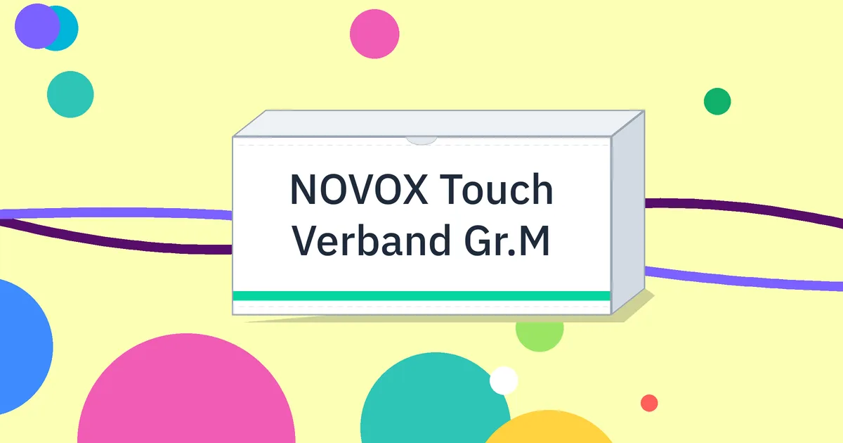 Symbolbild: Packung mit der Aufschrift NOVOX Touch Verband Gr.M (PZN 18650508) – Verfügbarkeit und Bezug in Apotheken in Frankfurt am Main