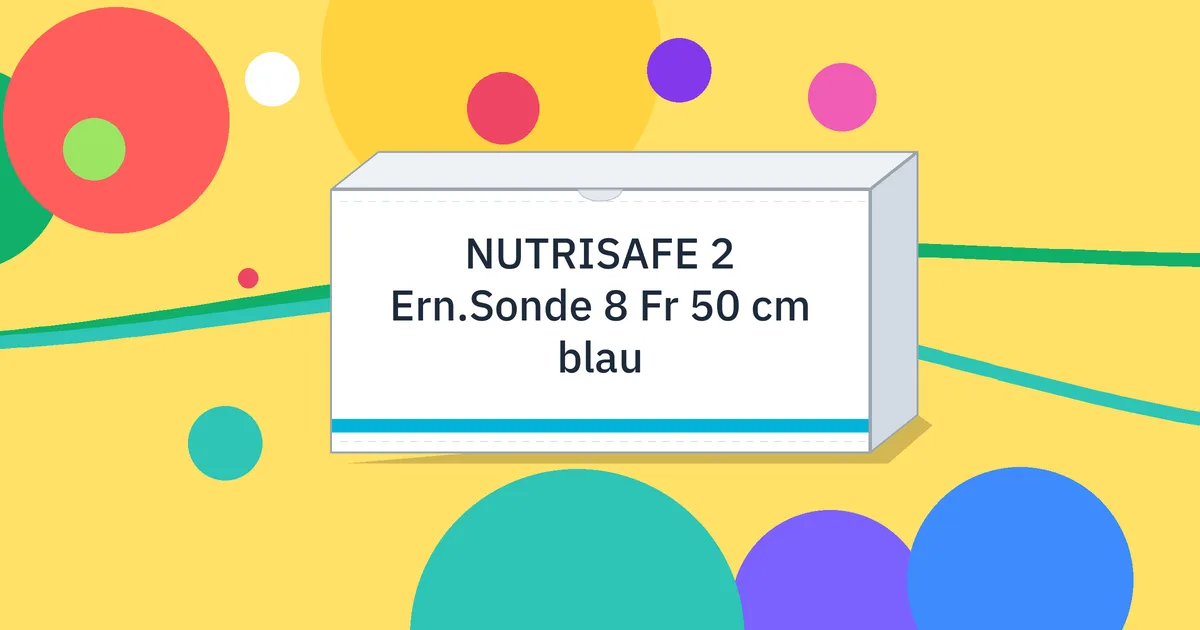 Symbolbild: Packung mit der Aufschrift NUTRISAFE 2 Ern.Sonde 8 Fr 50 cm blau (PZN 12907188) – Verfügbarkeit und Bezug in Apotheken in Frankfurt am Main