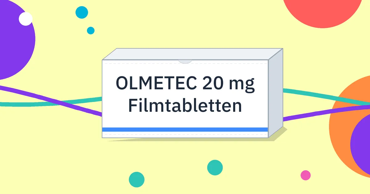 Symbolbild: Packung mit der Aufschrift OLMETEC 20 mg Filmtabletten (PZN 14441860) – Verfügbarkeit und Bezug in Apotheken in Frankfurt am Main