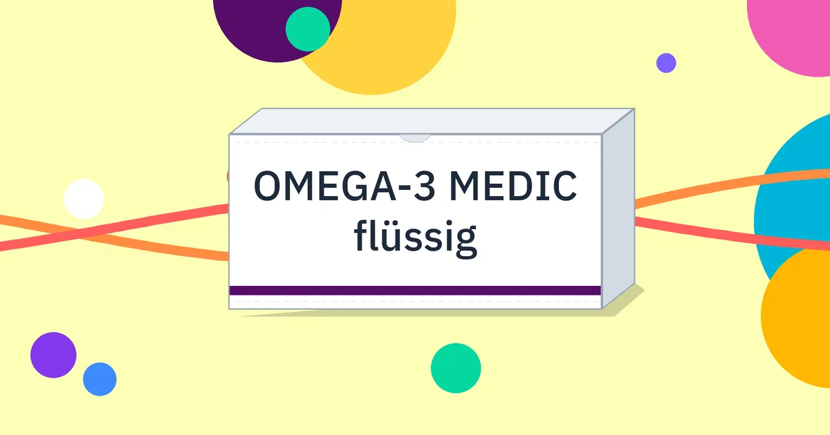 Symbolbild: Packung mit der Aufschrift OMEGA-3 MEDIC flüssig (PZN 18097230) – Verfügbarkeit und Bezug in Apotheken in Frankfurt am Main