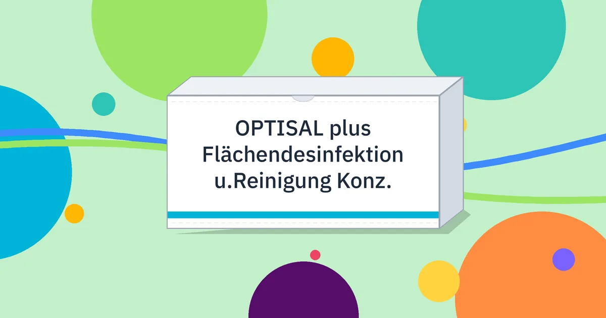 Symbolbild: Packung mit der Aufschrift OPTISAL plus Flächendesinfektion u.Reinigung Konz. (PZN 18453558) – Verfügbarkeit und Bezug in Apotheken in Frankfurt am Main