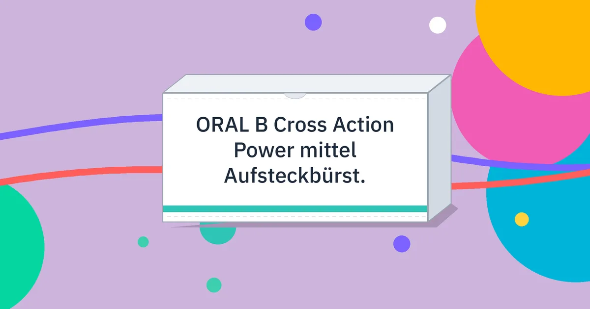 Symbolbild: Packung mit der Aufschrift ORAL B Cross Action Power mittel Aufsteckbürst. (PZN 00168716) – Verfügbarkeit und Bezug in Apotheken in Frankfurt am Main