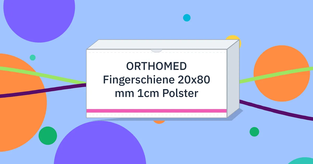 Symbolbild: Packung mit der Aufschrift ORTHOMED Fingerschiene 20x80 mm 1cm Polster (PZN 18247942) – Verfügbarkeit und Bezug in Apotheken in Frankfurt am Main