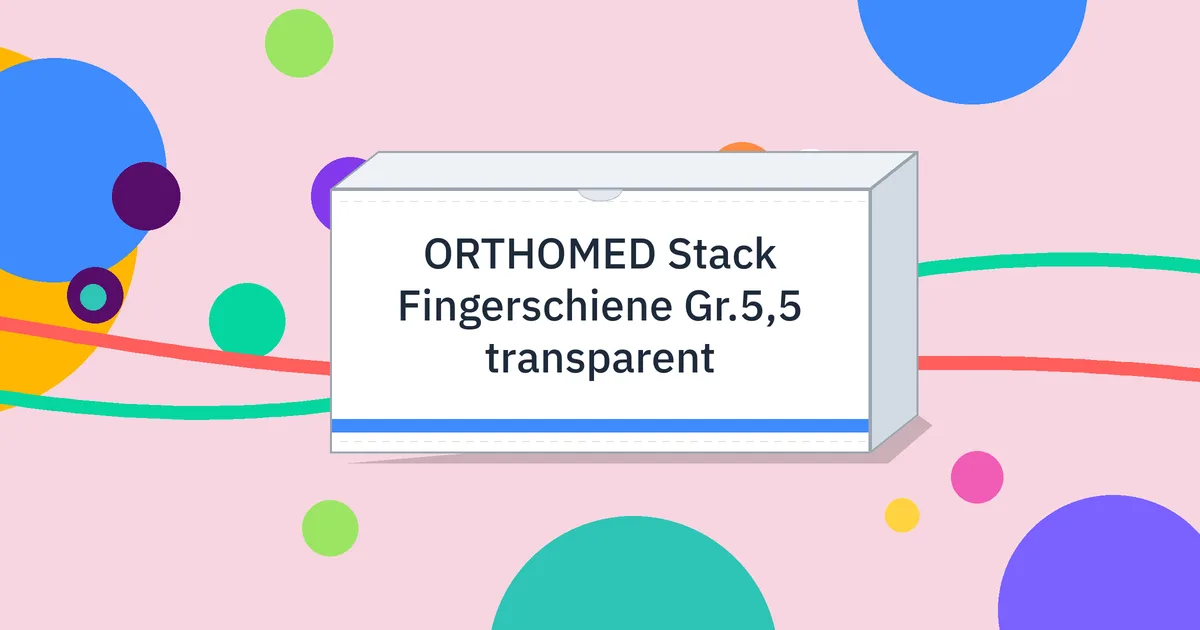 Symbolbild: Packung mit der Aufschrift ORTHOMED Stack Fingerschiene Gr.5,5 transparent (PZN 19466698) – Verfügbarkeit und Bezug in Apotheken in Frankfurt am Main