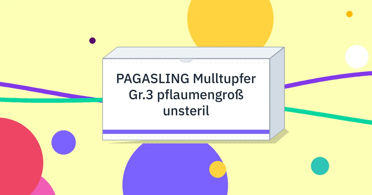 Symbolbild: Packung mit der Aufschrift PAGASLING Mulltupfer Gr.3 pflaumengroß unsteril (PZN 19068093) – Verfügbarkeit und Bezug in Apotheken in Frankfurt am Main