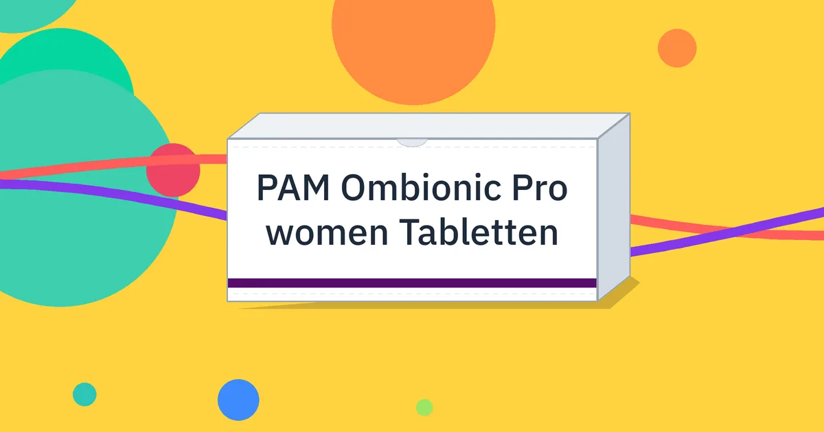 Symbolbild: Packung mit der Aufschrift PAM Ombionic Pro women Tabletten (PZN 20652667) – Verfügbarkeit und Bezug in Apotheken in Frankfurt am Main