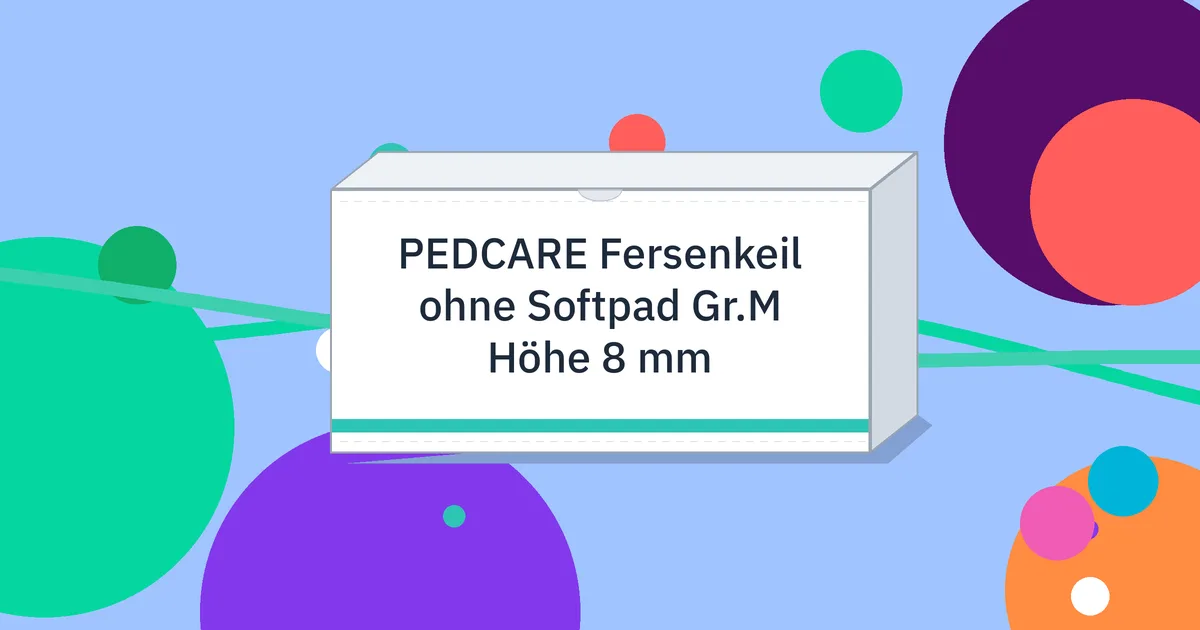 Symbolbild: Packung mit der Aufschrift PEDCARE Fersenkeil ohne Softpad Gr.M Höhe 8 mm (PZN 13964053) – Verfügbarkeit und Bezug in Apotheken in Frankfurt am Main