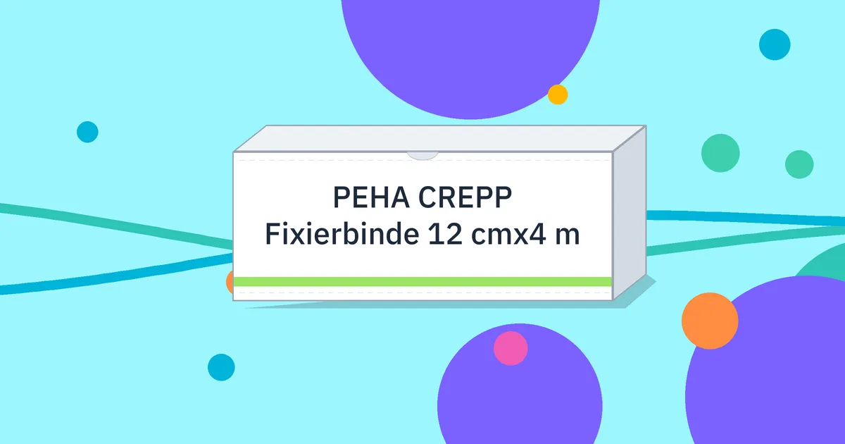 Symbolbild: Packung mit der Aufschrift PEHA CREPP Fixierbinde 12 cmx4 m (PZN 18716325) – Verfügbarkeit und Bezug in Apotheken in Frankfurt am Main