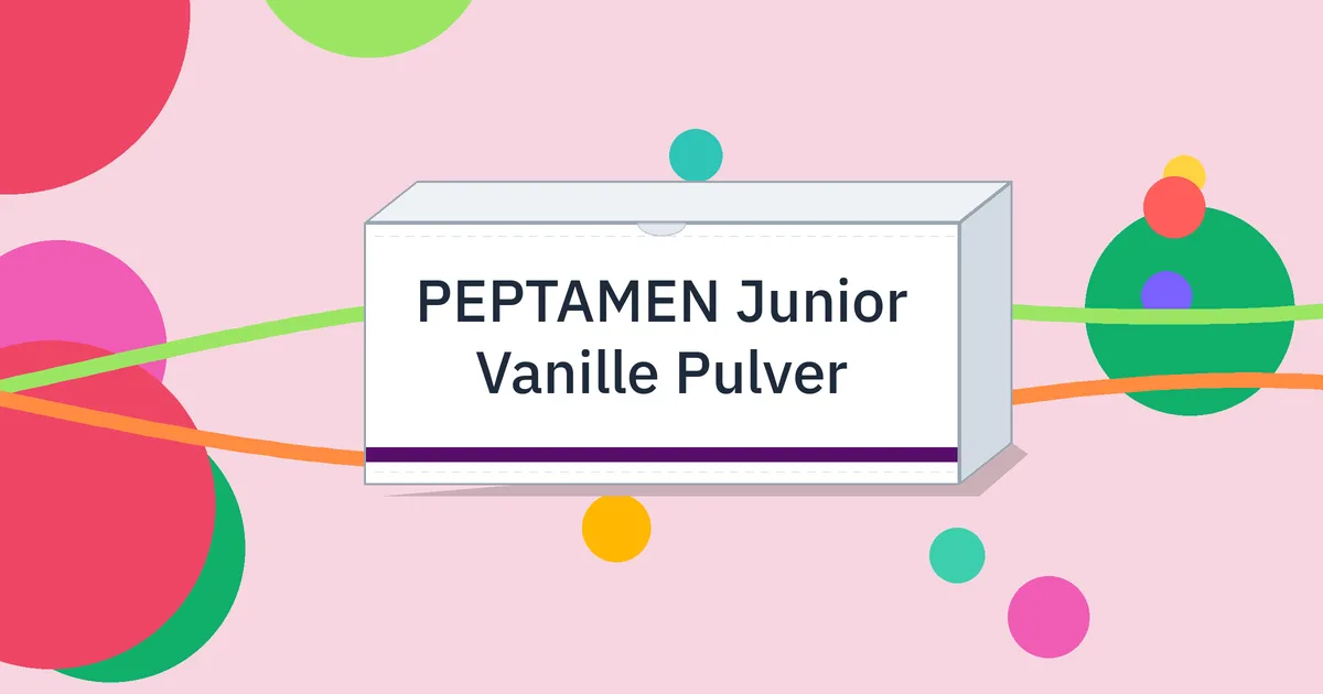 Symbolbild: Packung mit der Aufschrift PEPTAMEN Junior Vanille Pulver (PZN 09124608) – Verfügbarkeit und Bezug in Apotheken in Frankfurt am Main