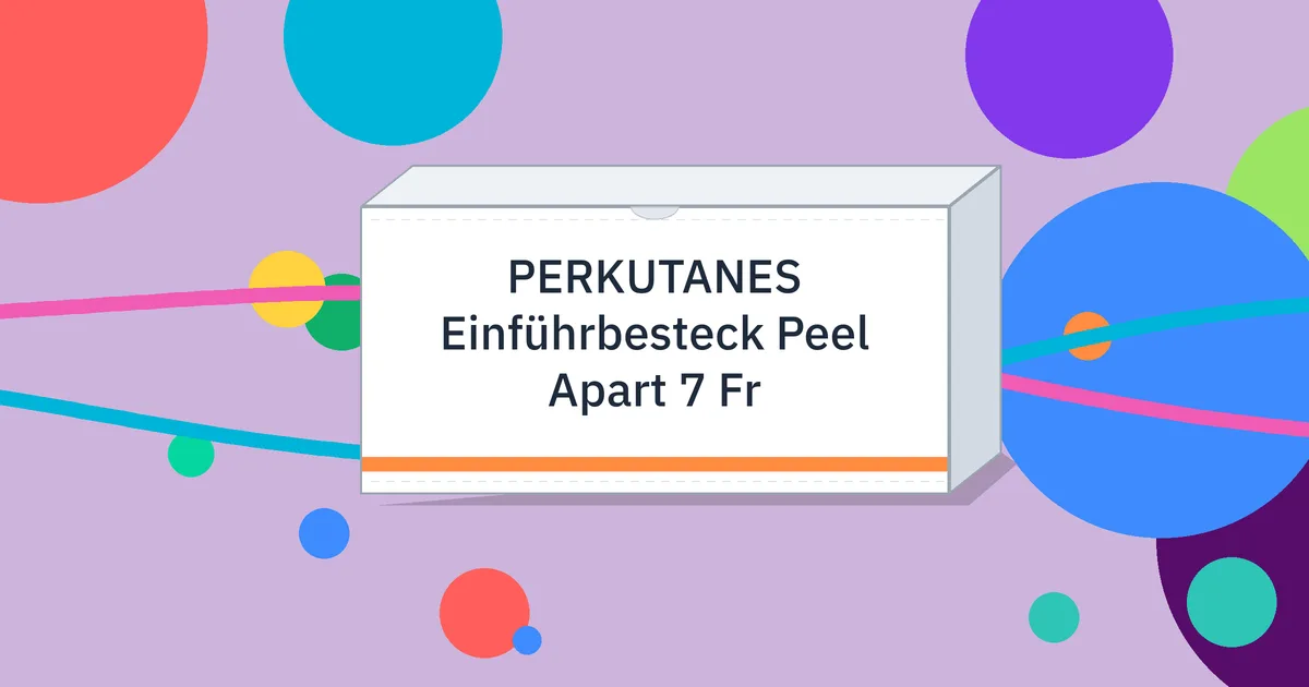 Symbolbild: Packung mit der Aufschrift PERKUTANES Einführbesteck Peel Apart 7 Fr (PZN 02757049) – Verfügbarkeit und Bezug in Apotheken in Frankfurt am Main