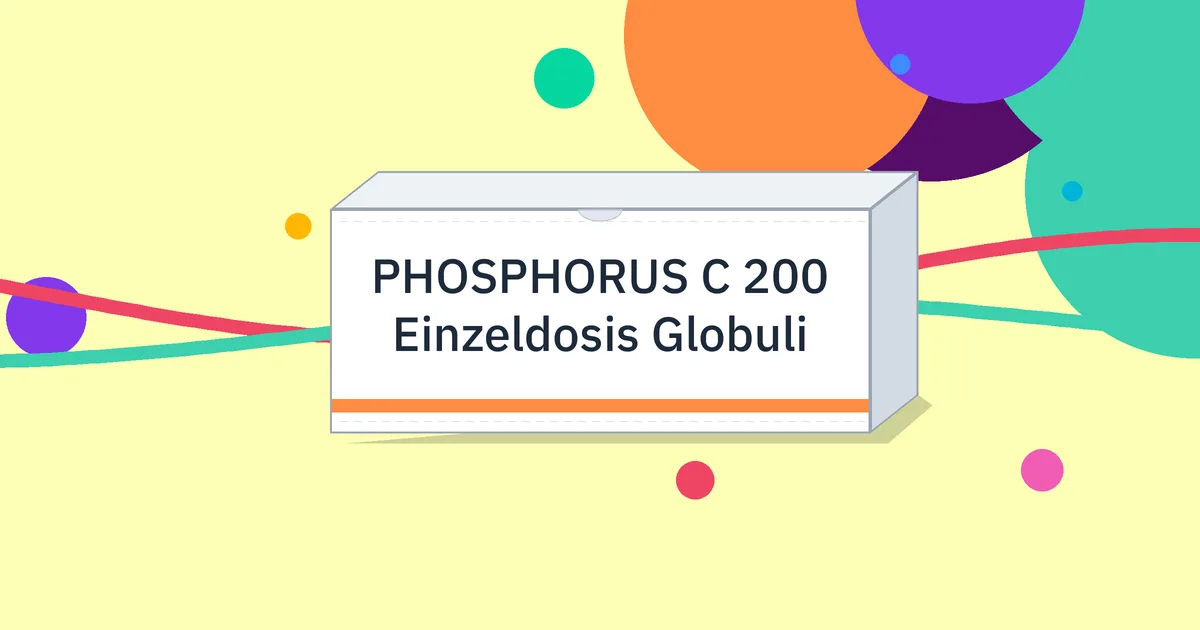 Symbolbild: Packung mit der Aufschrift PHOSPHORUS C 200 Einzeldosis Globuli (PZN 01544179) – Verfügbarkeit und Bezug in Apotheken in Frankfurt am Main