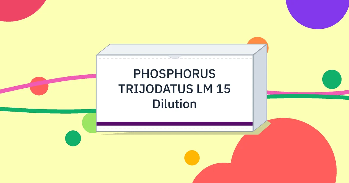 Symbolbild: Packung mit der Aufschrift PHOSPHORUS TRIJODATUS LM 15 Dilution (PZN 13034905) – Verfügbarkeit und Bezug in Apotheken in Frankfurt am Main