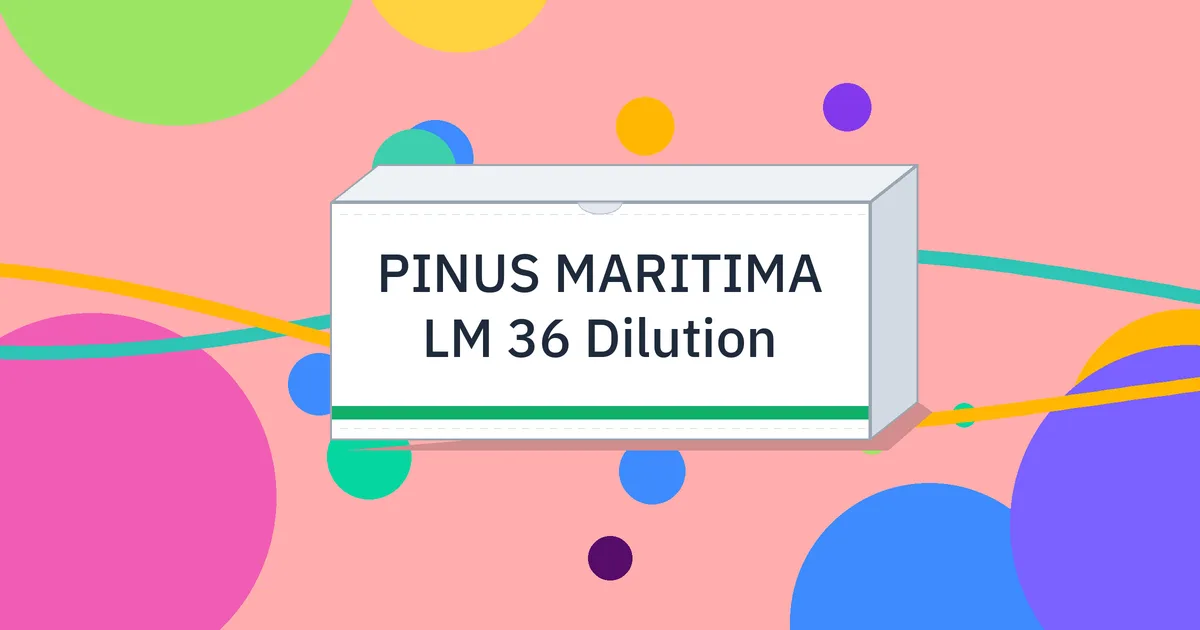 Symbolbild: Packung mit der Aufschrift PINUS MARITIMA LM 36 Dilution (PZN 13644584) – Verfügbarkeit und Bezug in Apotheken in Frankfurt am Main