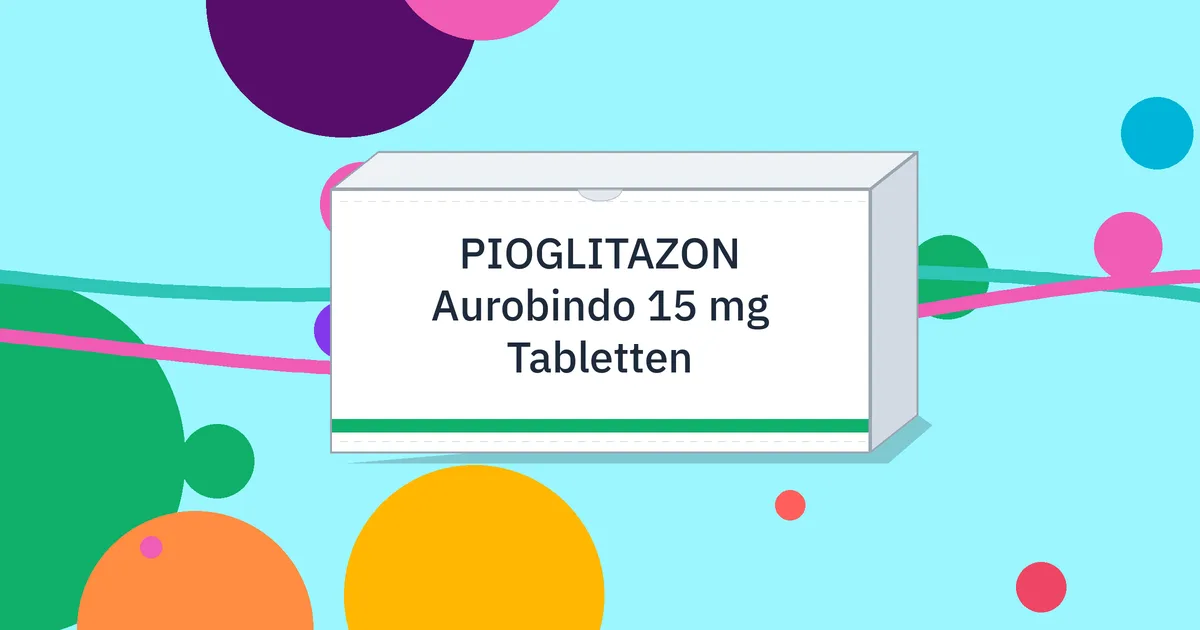 Symbolbild: Packung mit der Aufschrift PIOGLITAZON Aurobindo 15 mg Tabletten (PZN 01129693) – Verfügbarkeit und Bezug in Apotheken in Frankfurt am Main