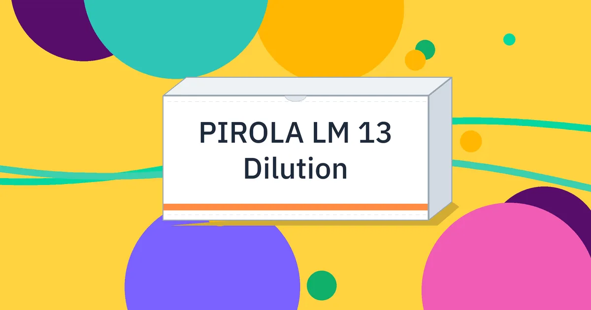 Symbolbild: Packung mit der Aufschrift PIROLA LM 13 Dilution (PZN 13645299) – Verfügbarkeit und Bezug in Apotheken in Frankfurt am Main